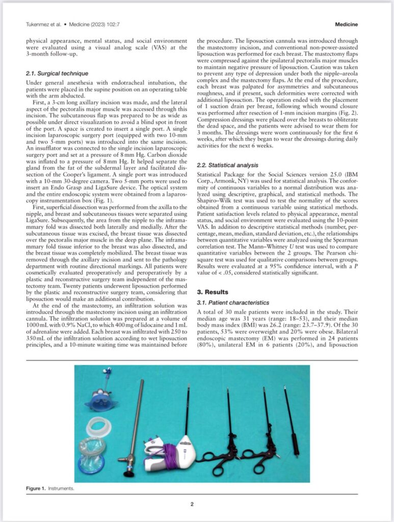 Single axiillary incision endoscopic surgery and liposuction for ...